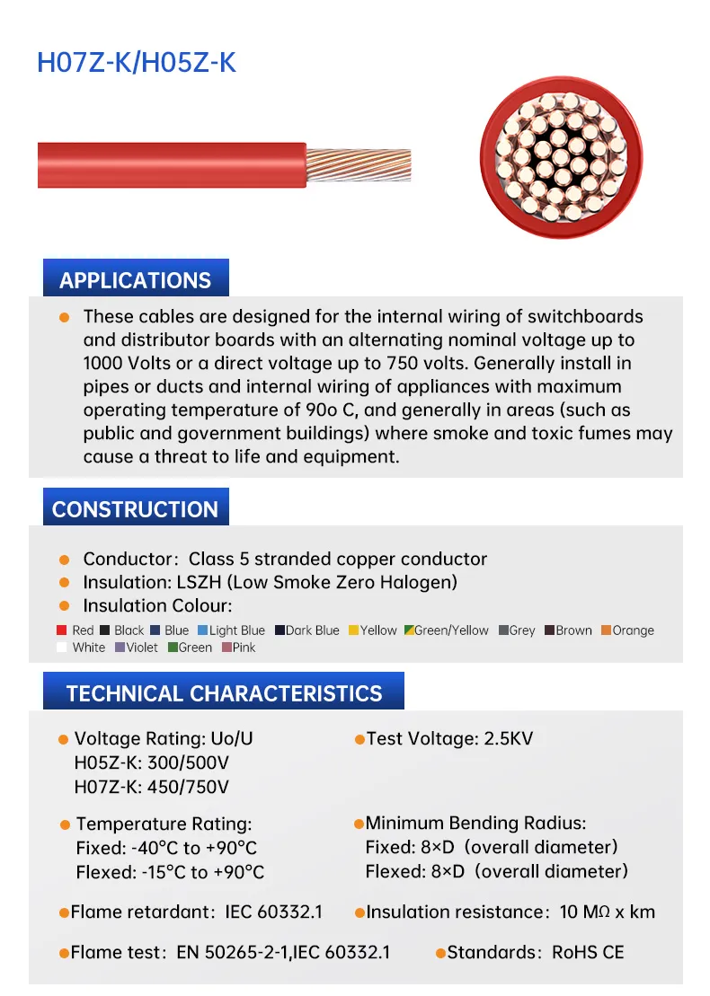 h05z-k cable | 2491B/6701B wire | zero Halogen cable