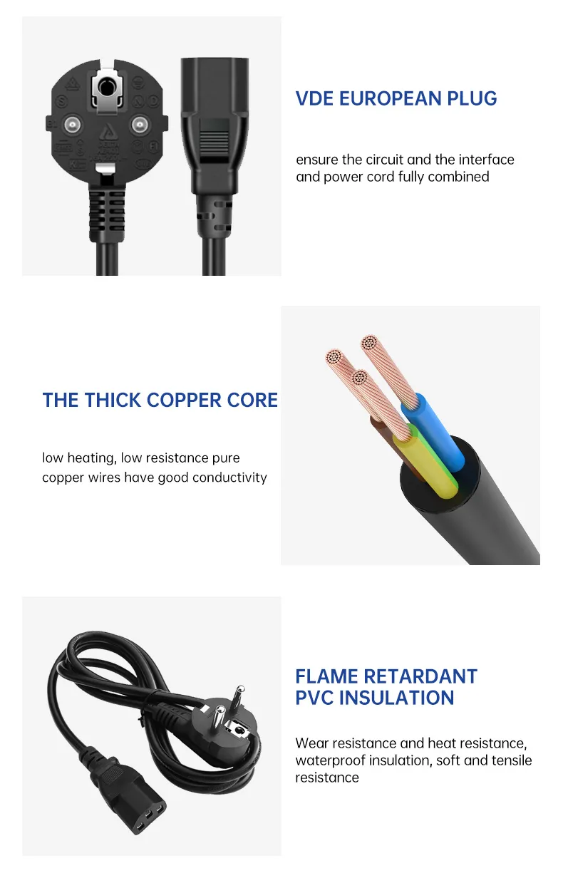 AC Power Cord | 3PIN To C13 | Europe Power Plug