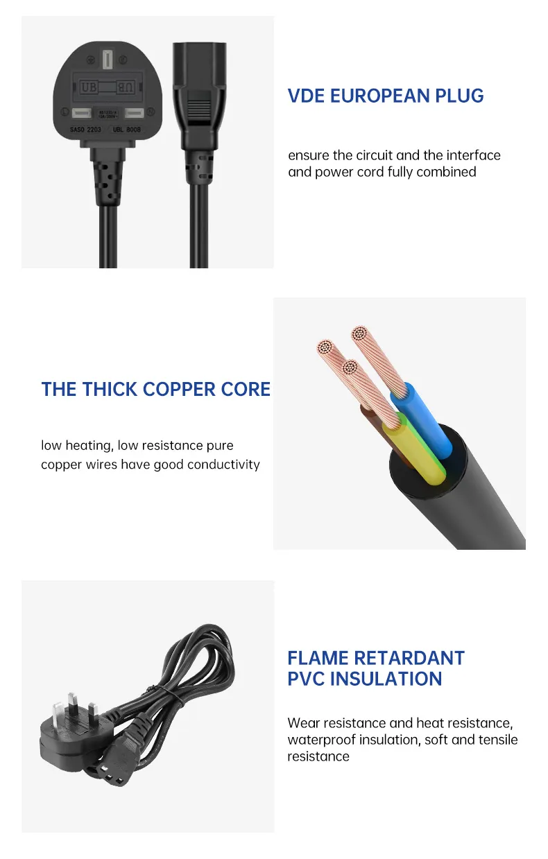 3 Prong Plug | IEC 320 C13 | UK Power Cord