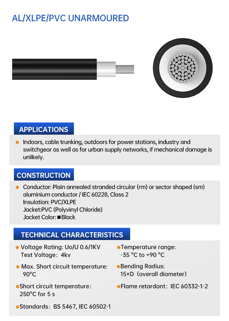 U-1000 AR2V ARVFV | Aluminum Wire | LV Power Cable