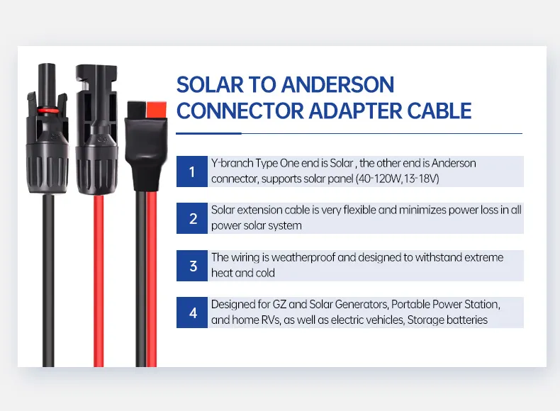 Solar Connector To Anderson Pole | Anderson Adapter Cable