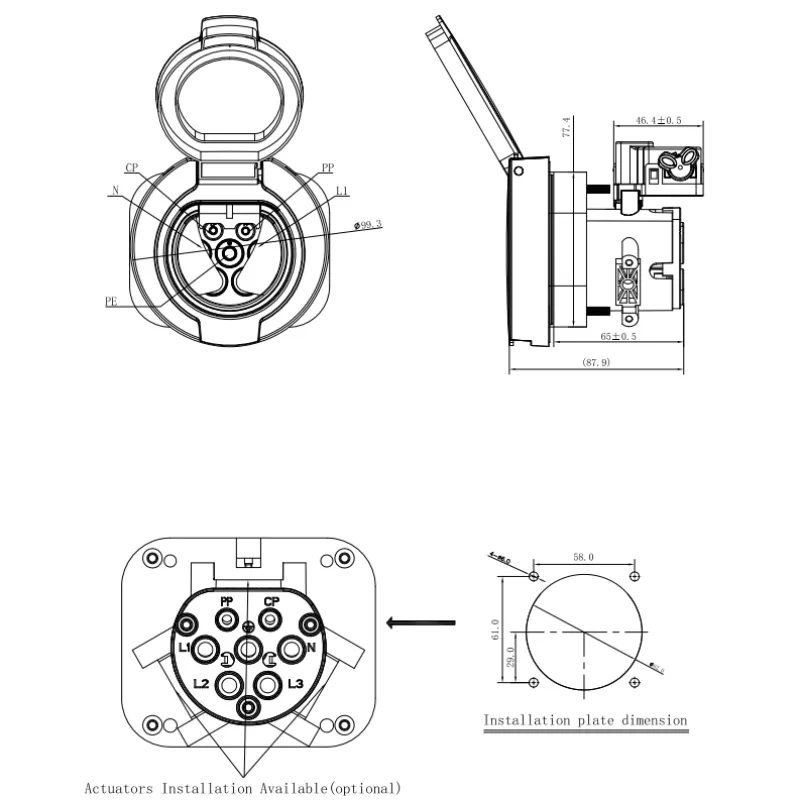 Type 2 EV Charging Socket