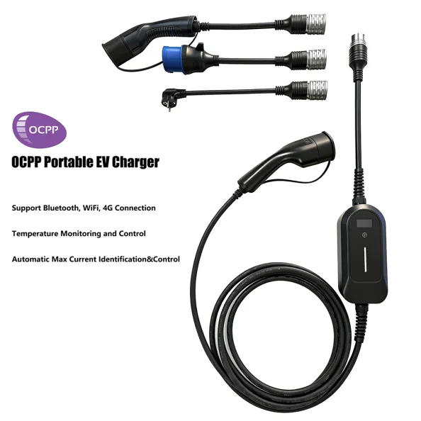 OCPP Portable Charger for EV Fleets with 4G, WiFi