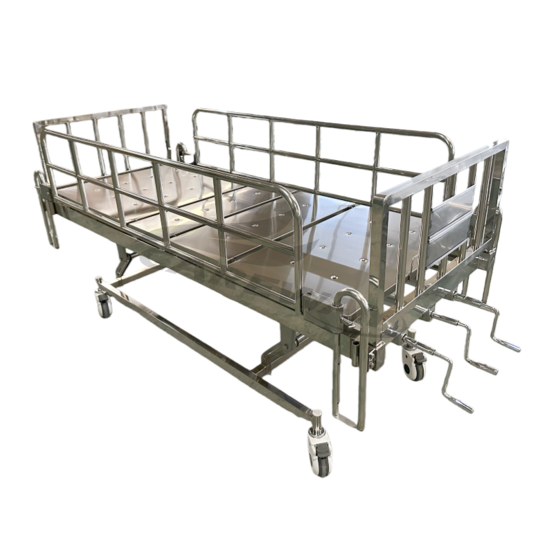 Stainless steel manual crank bed, manual function bed