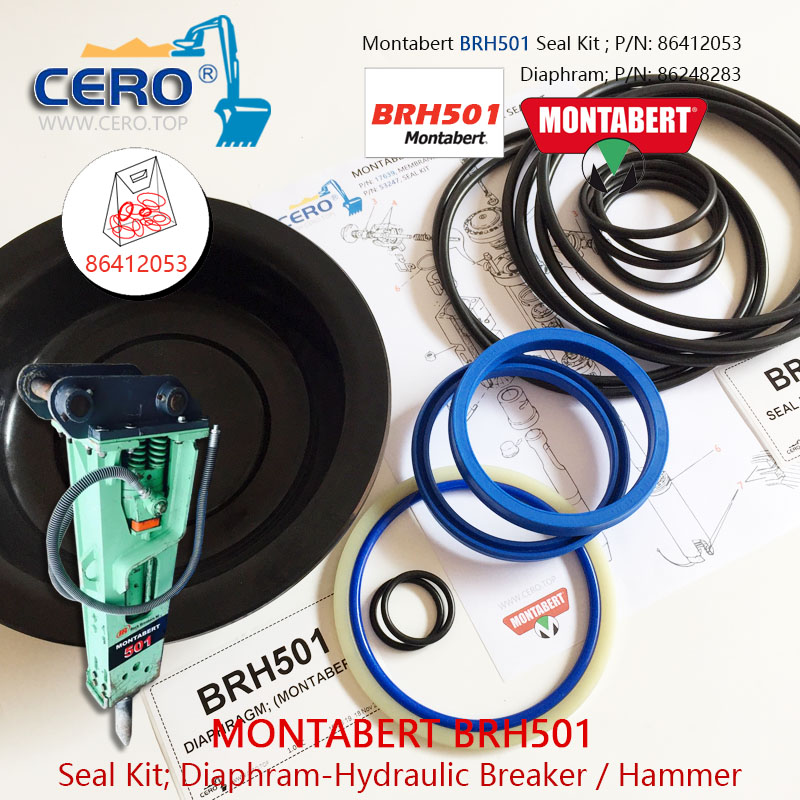 Montabert BRH501 破碎锤修理包 86412053 皮碗 86248283 Montabert 501 油封修理包