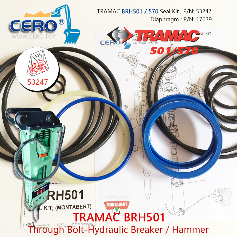TRAMAC BRH501 Juego de juntas 53247 Diafragma 17639 TRAMAC 501 BRH570