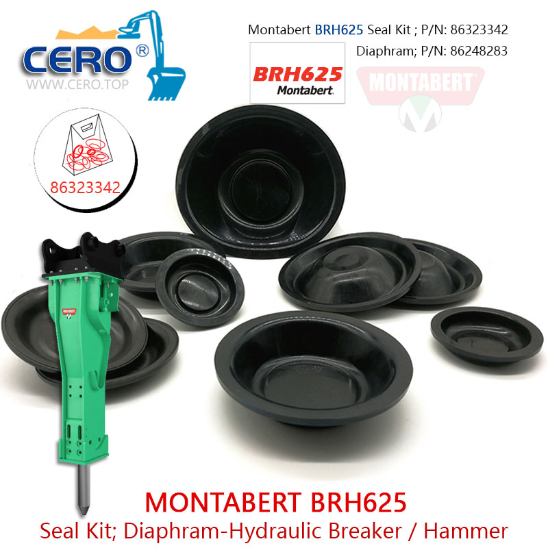 Montabert BRH625 Seal Kit 86323342 Diaphragm 86248283 Montabert 625