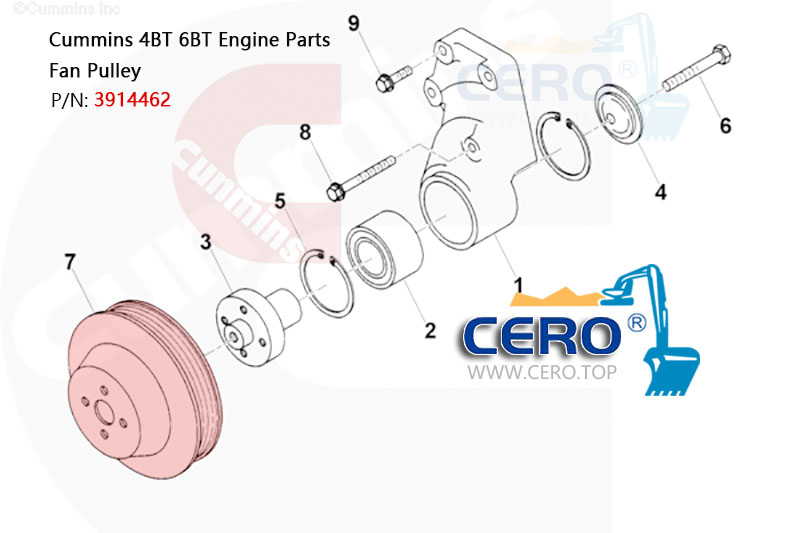3914462 Polea del ventilador Cummins 4BT 6BT Polea de correa del ...