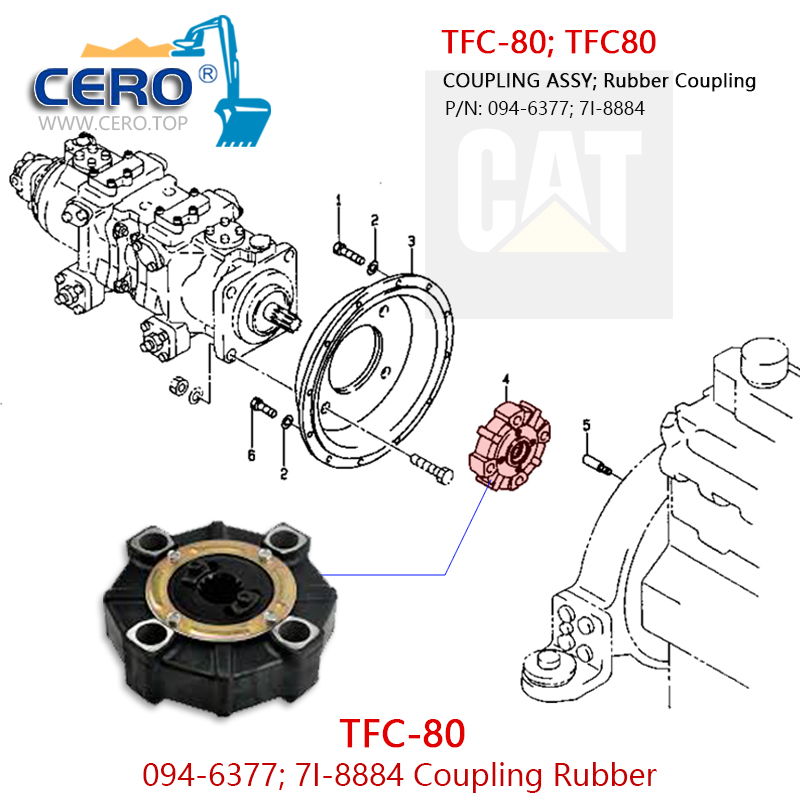 TFC-80 Coupling Element TFC80 Rubber Coupling Assy 094-6377 7I-8884