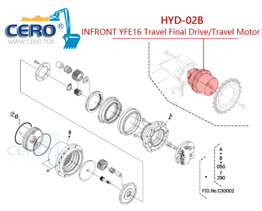 HYD-02B Travel Motor INFRONT YFE16 Hydro Fluid Hyd02b Travel Final Drive