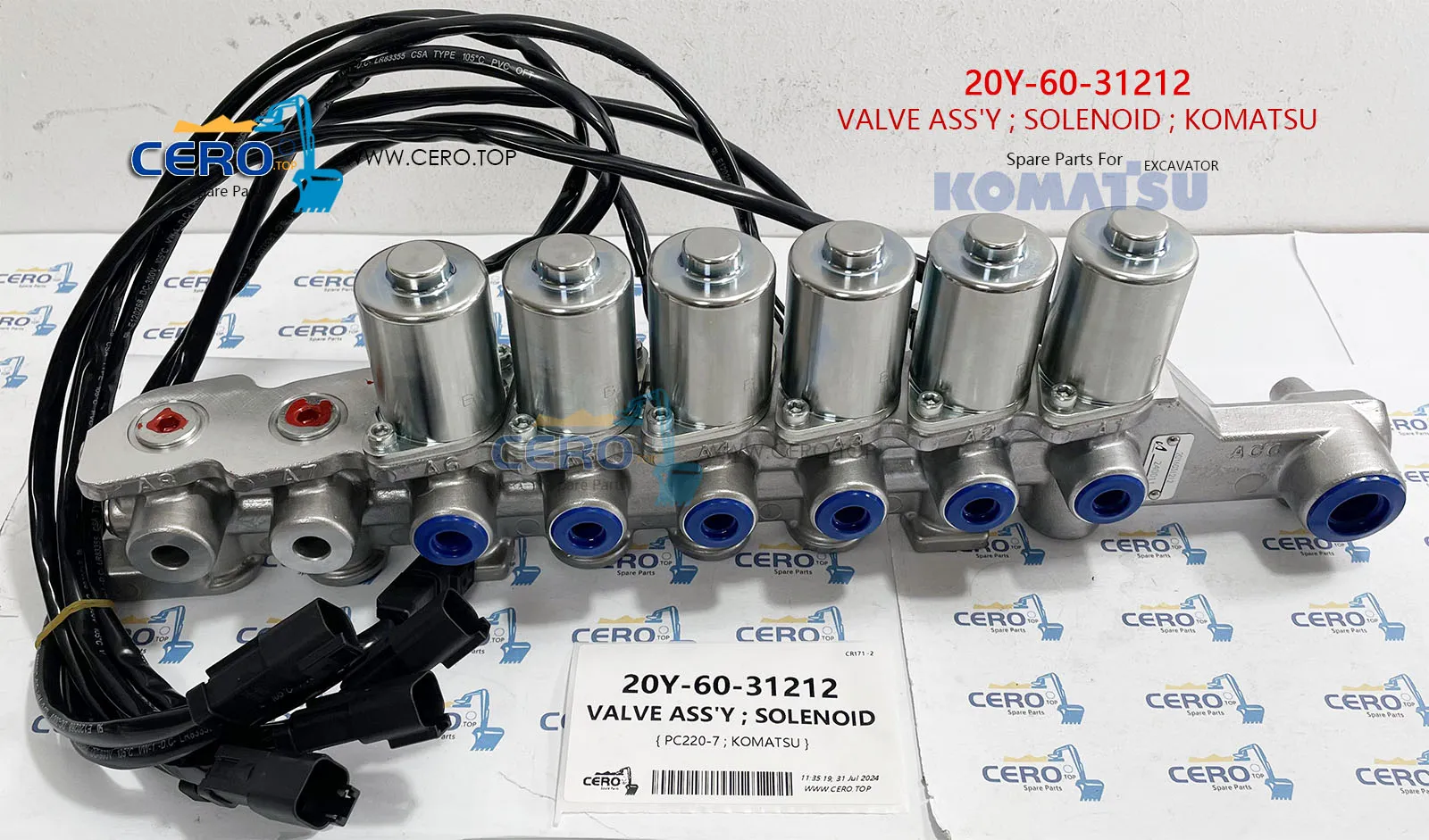 20Y-60-31212 SOLENOID VALVE 20Y6031212 KOMATSU 20Y-60-31211 NY07493-10200