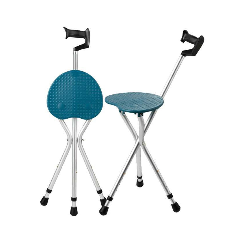Elderly Cane Stool with Chair Three-Legged Folding Crutches
