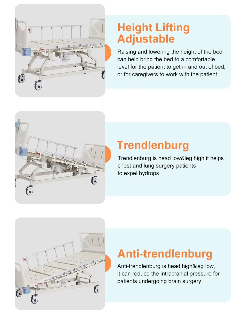 Medical Clinical Position Motorized Adjustable 5 Function Hospital Bed