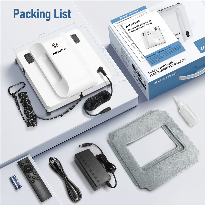 AlfaBot Window Cleaning Robot – 2800Pa Suction Dual Spray System