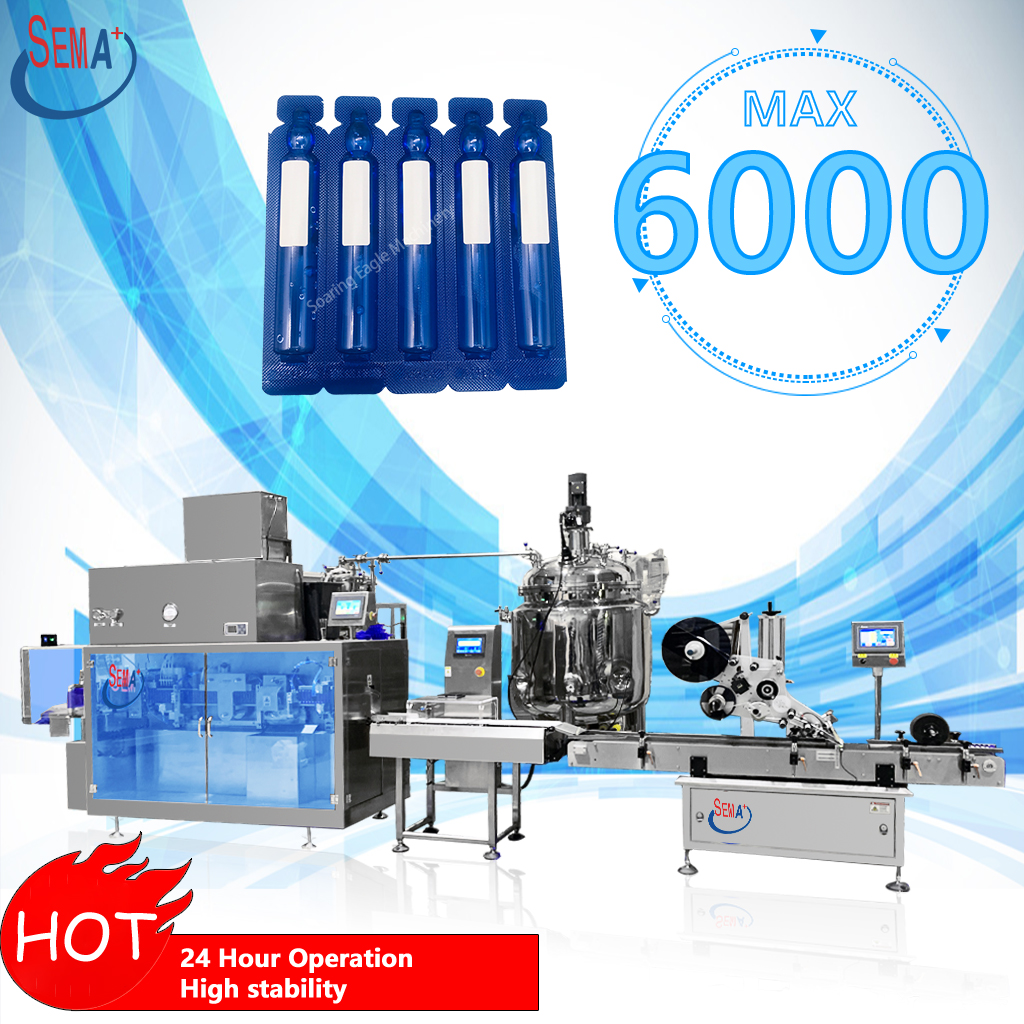 plastic ampoule monodose forming filling sealing packaging machine