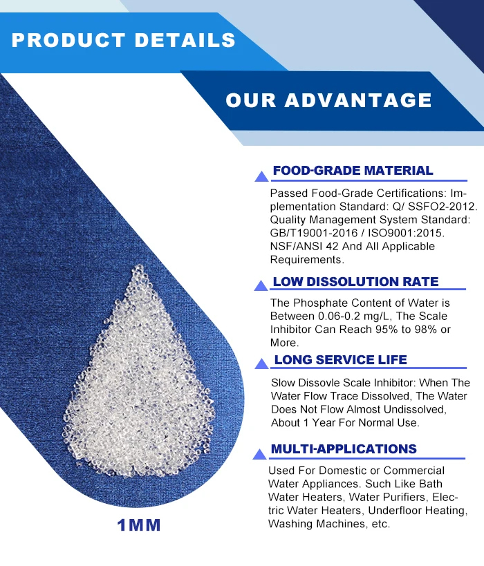 Kaidefei NSF Certified 1mm Polyphosphate Scale Inhibitor Ball