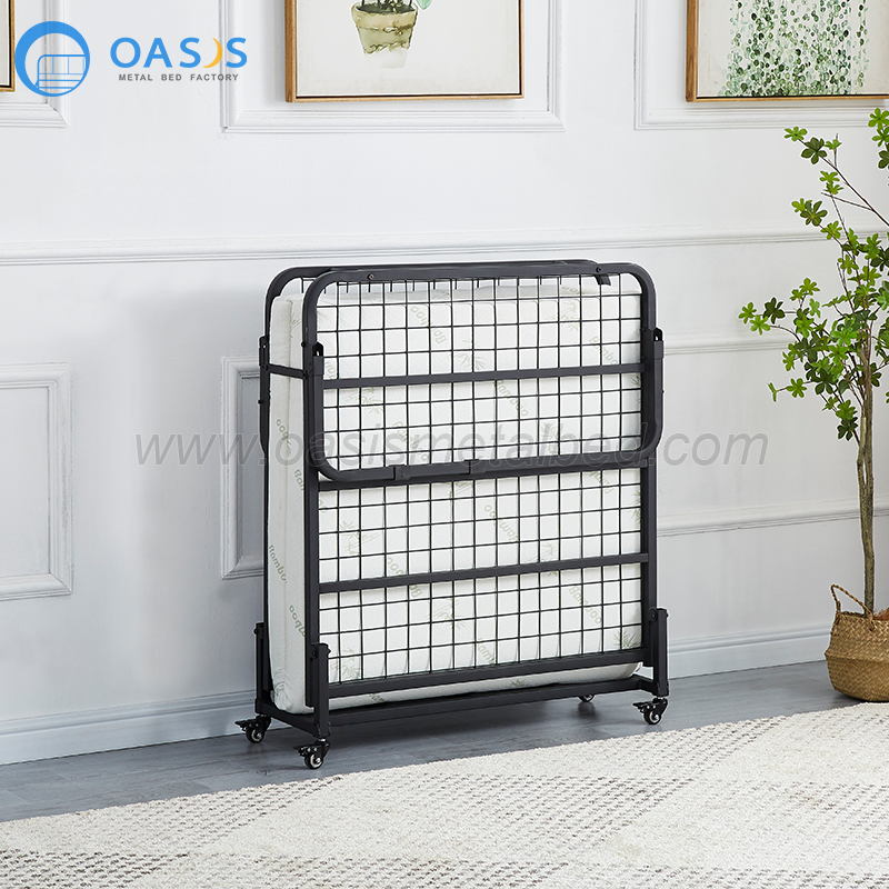 Simple Folding Single Bed Space-Saving with Wheels