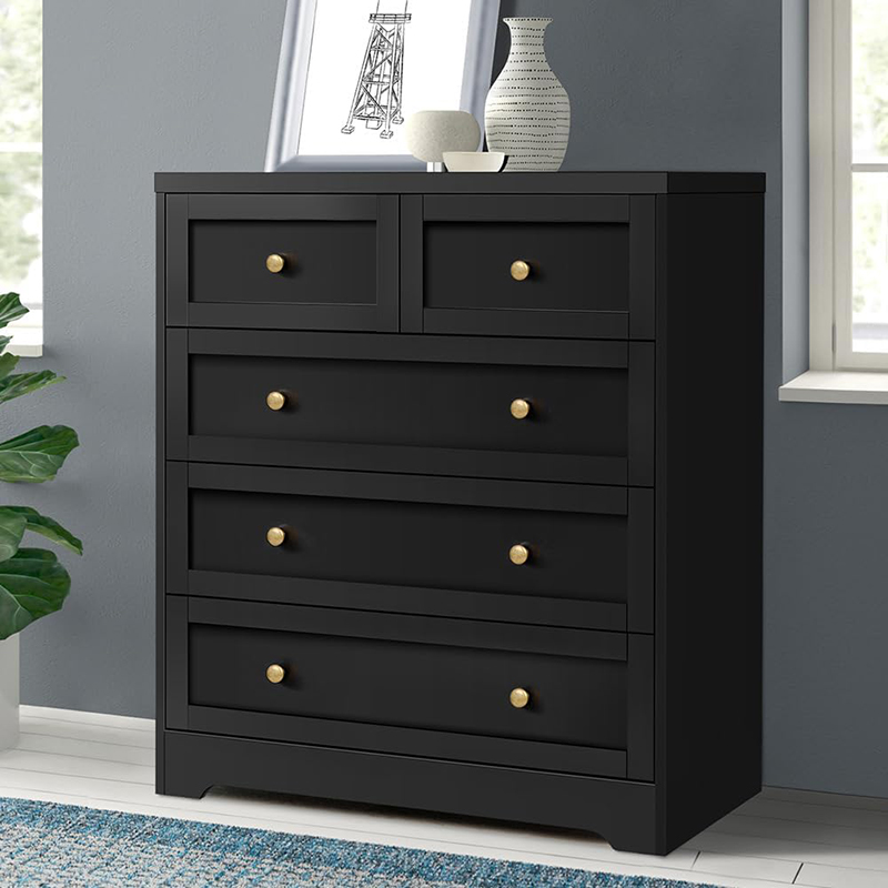 5 drawer chest black,black wood dresser,black chest of drawers