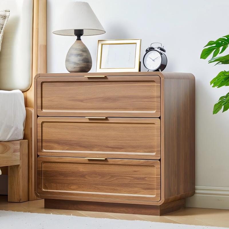 Elegant Walnut Nightstand Set Of 2 Photos