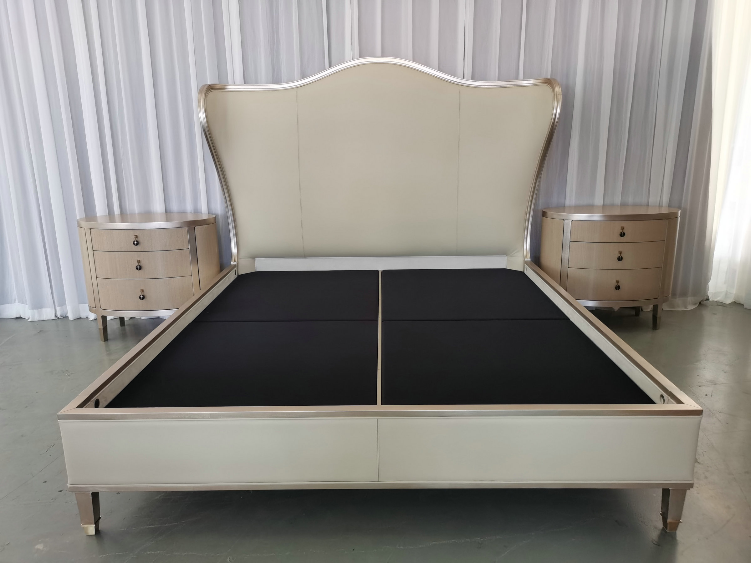 American Bed , Customizable Wooden Frame and Leather Headboard for ...