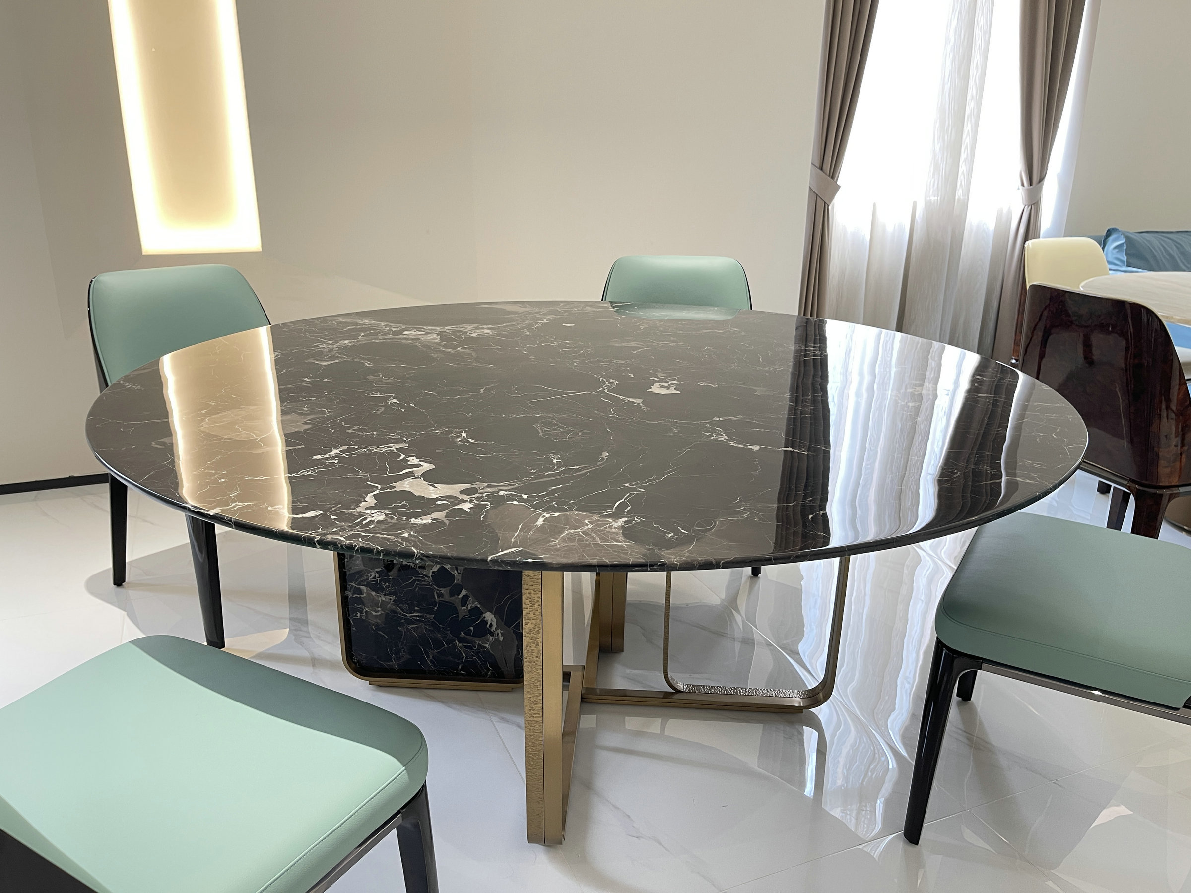 Luxury Round Marble Dining Table Set - Customizable Sizes & Colors ...
