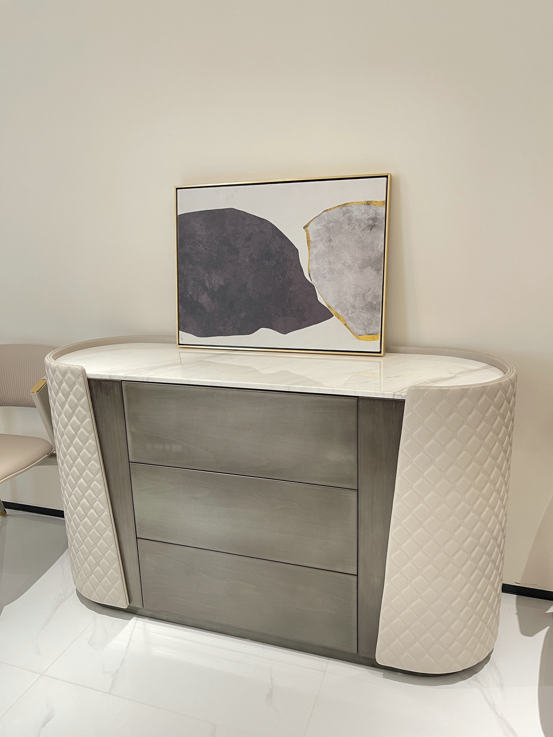 Customizable Leather Buffet Cabinet: Durable Ultramicro Fiber & Stone ...