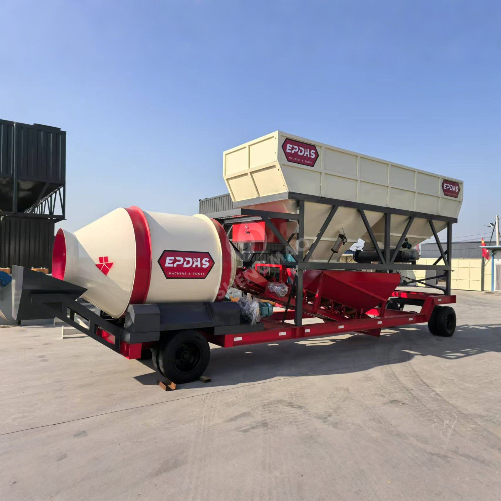 Mobile Mini Concrete Batching Plant With Drum Type Concrete Mixer