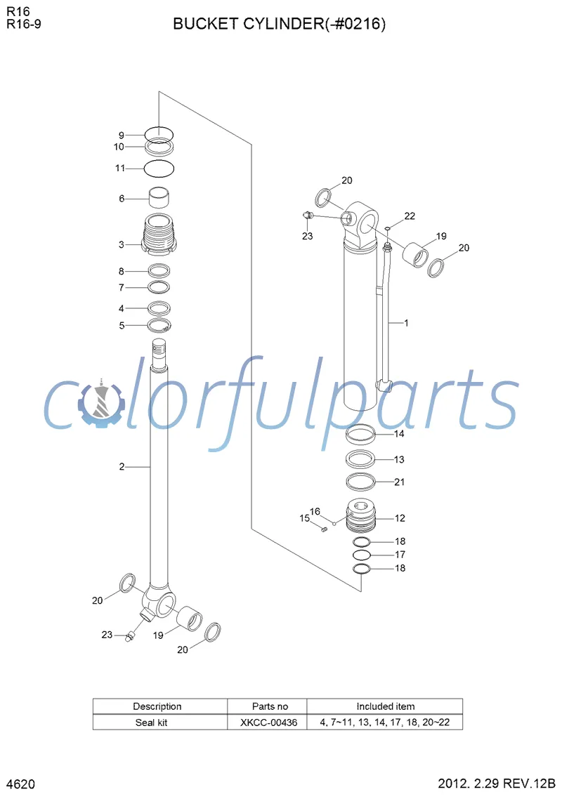 HYUNDAI R16-9 excavator bucket cylinder seal kit XKCC-00436