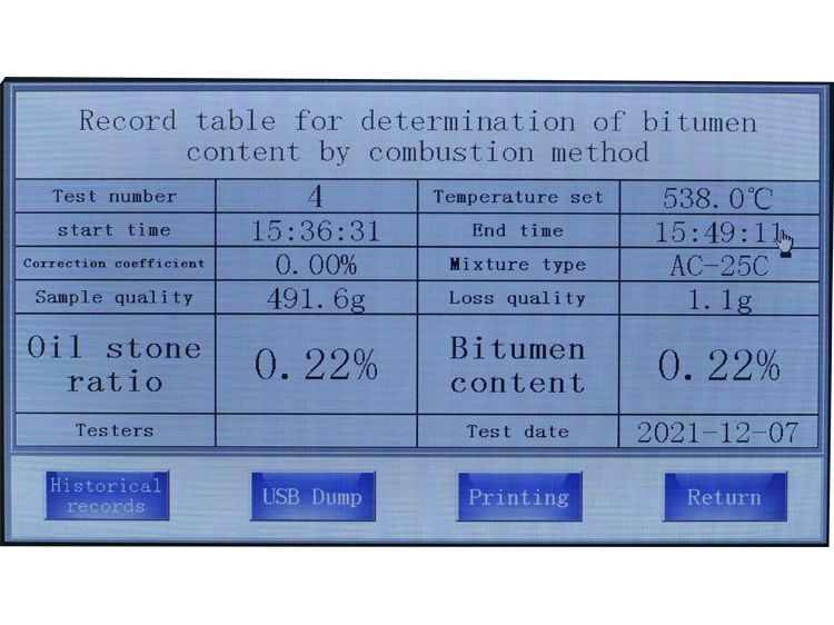 Asphalt binder analyzer by ignition method