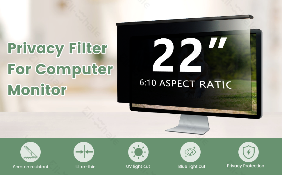 EliWhale 22Inch Hanging Computer Privacy Screen Matte