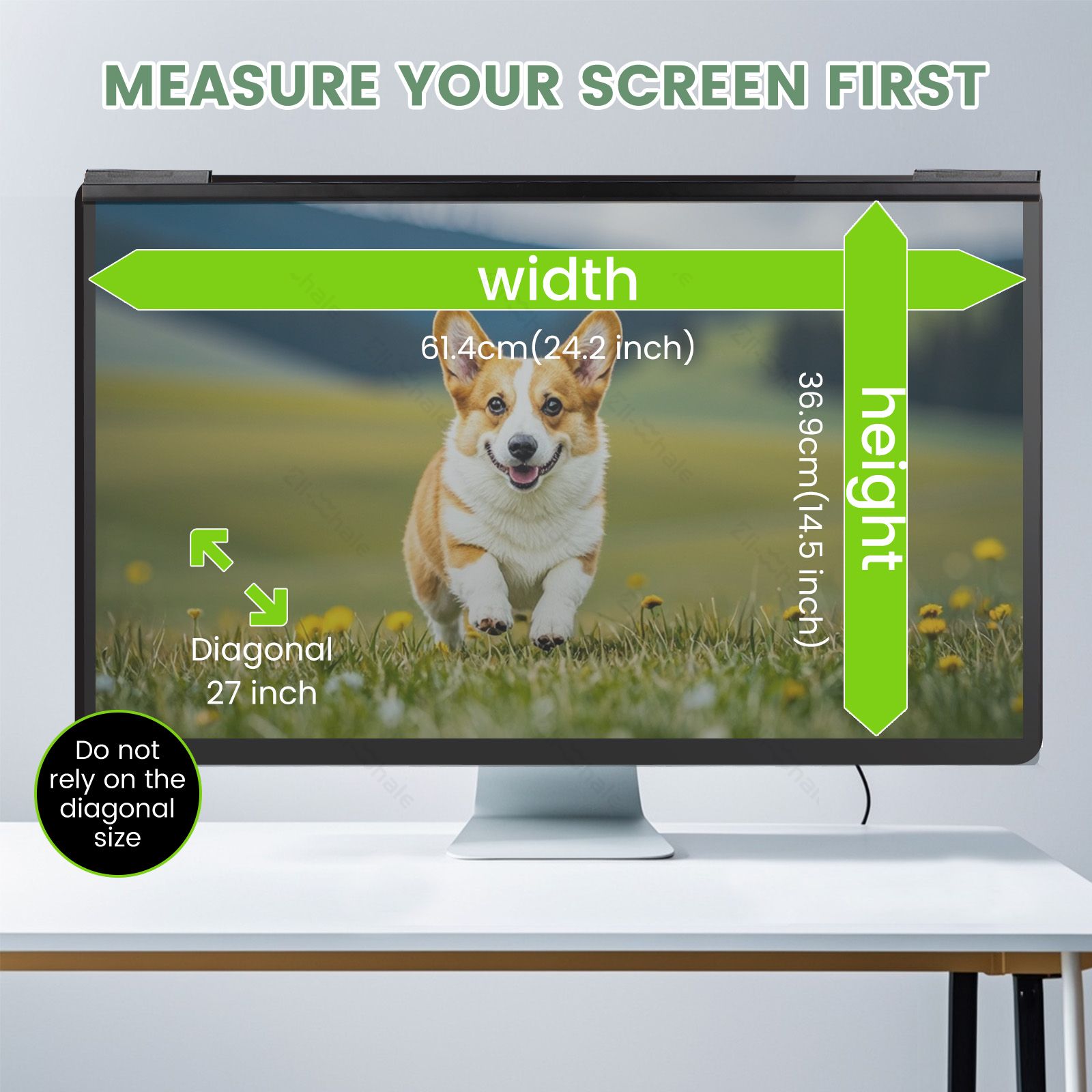 EliWhale 27 Inch Hanging Computer Privacy Screen Glossy