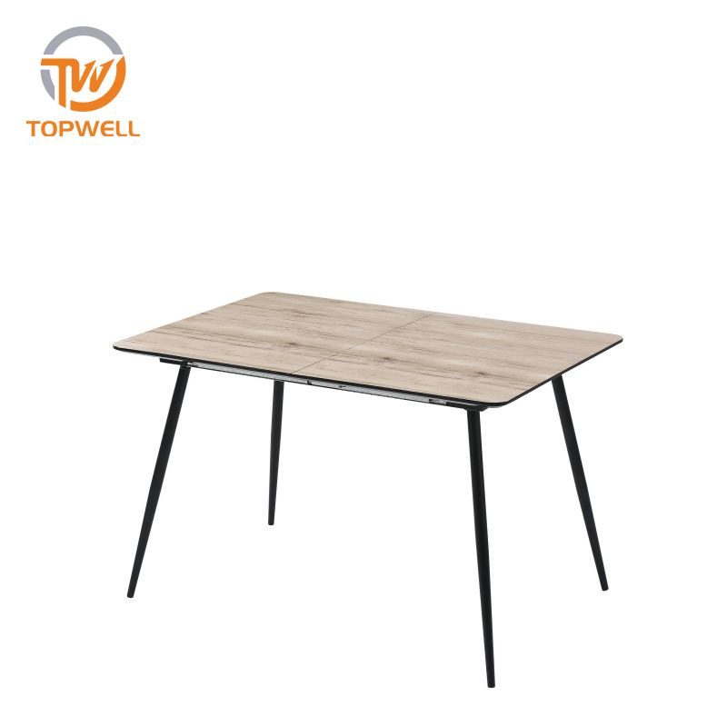 Wood Color MDF Dining Table with Powder Coated Legs DT-2361
