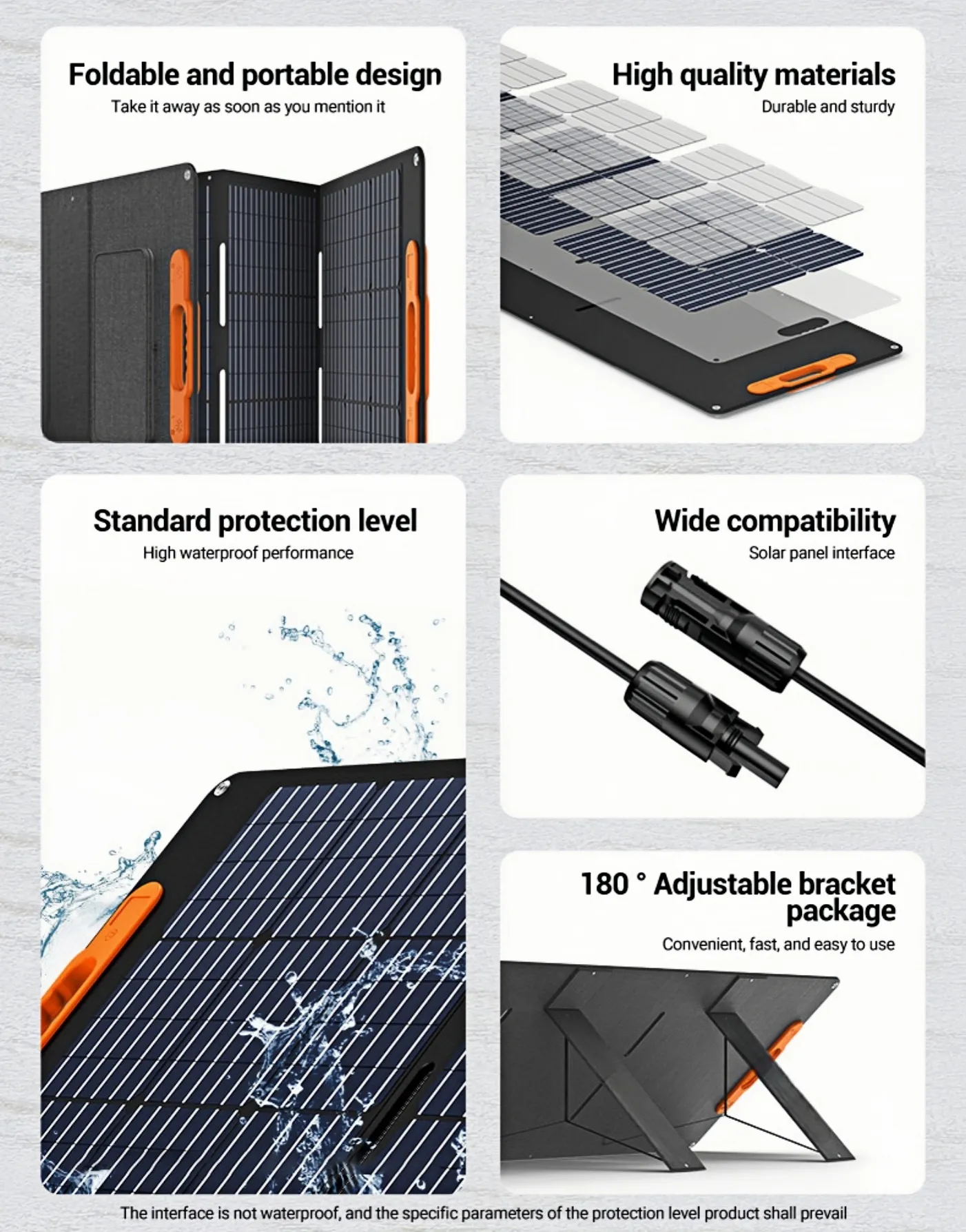 Portable Solar Panel IP68 100W 200W 300W Foldable for Camping