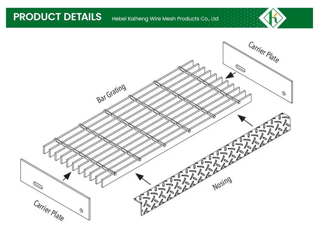 Anti-Slip Steel Stair Treads - Kaiheng Checker Plate Safety Grating T3 Type