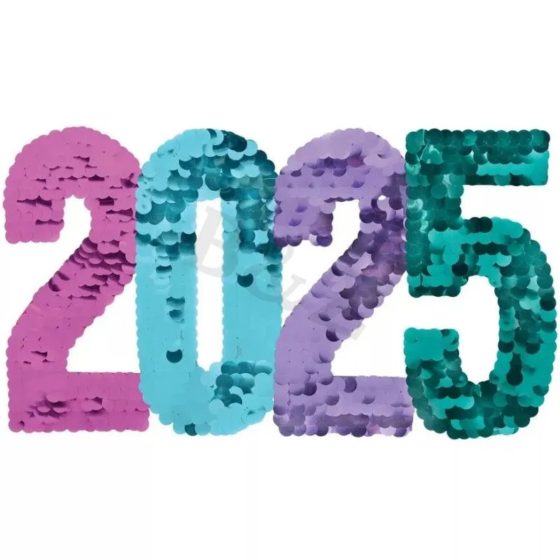 Multicolor 2025 Sequin Sign, Sparkling Event Decor