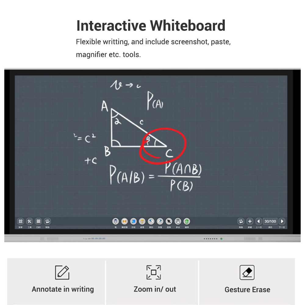 75in Smart Blackboard 4K 20-points Touch Screen wifi Software Interactive