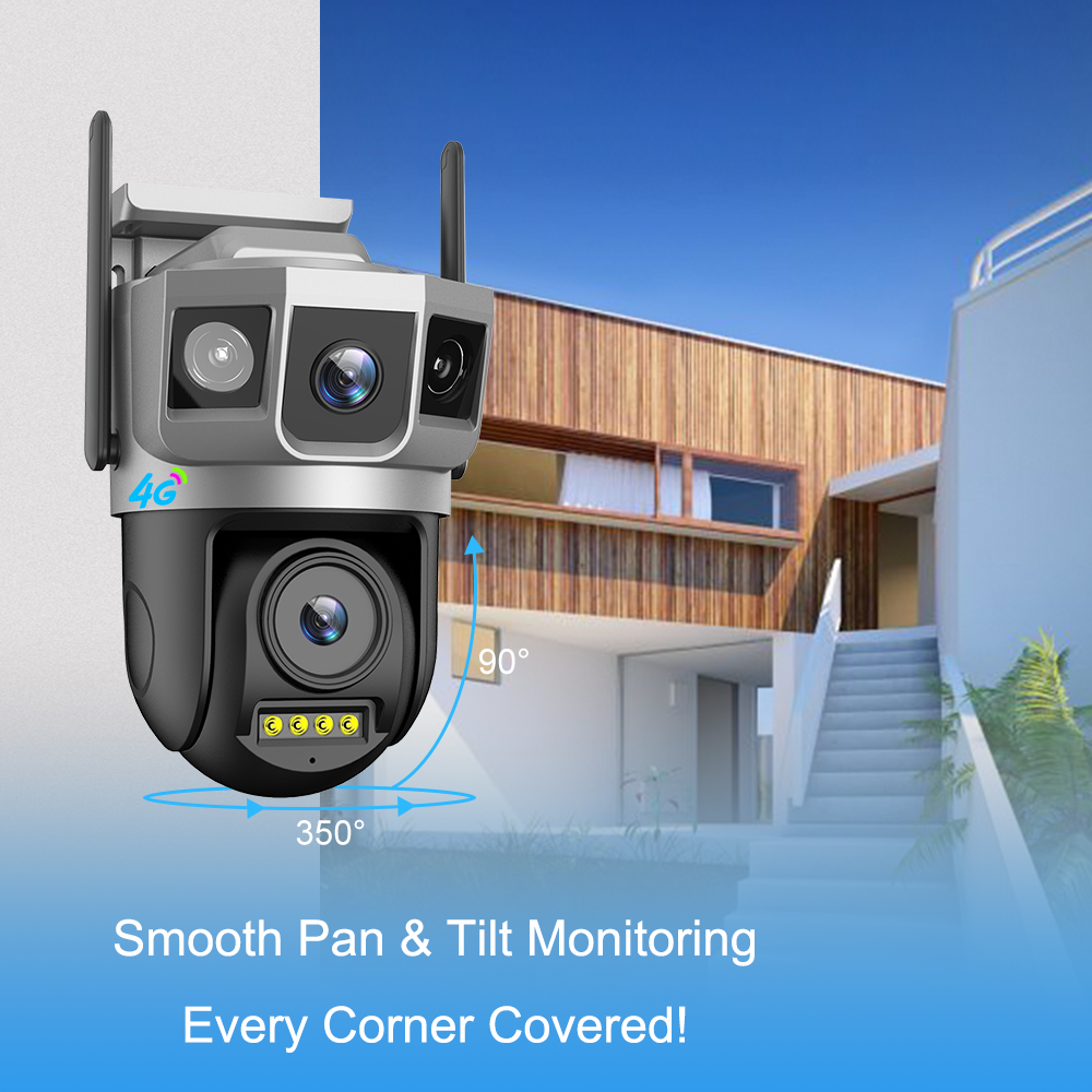 V380 4G/WiFi Home Security CCTV Camera Daul Lens PTZ Bullet Camera