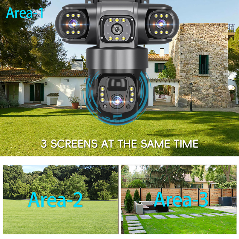 Triple Lens 4G/Wifi Solar Powered Wireless Security Camera