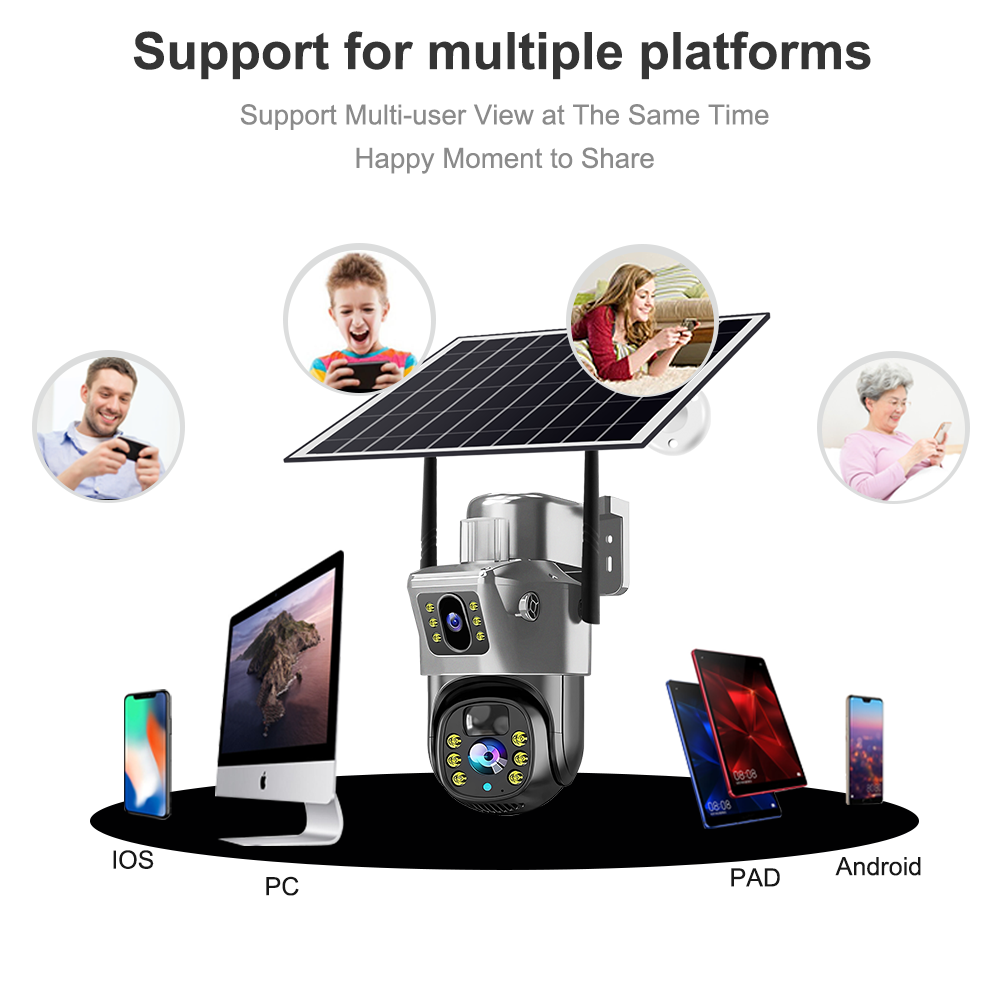 V380 Dual Lens Wireless 4G/WIFI Solar Camera CCTV Camera