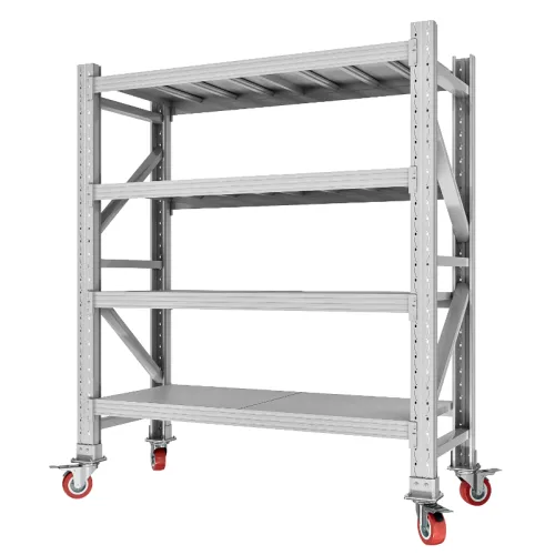 Movable Steel Shelving Units, Wheeled Storage Racks for Warehouse/Workshop