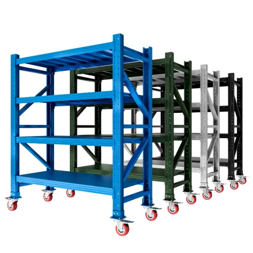 Movable Steel Shelving Units, Wheeled Storage Racks for Warehouse/Workshop