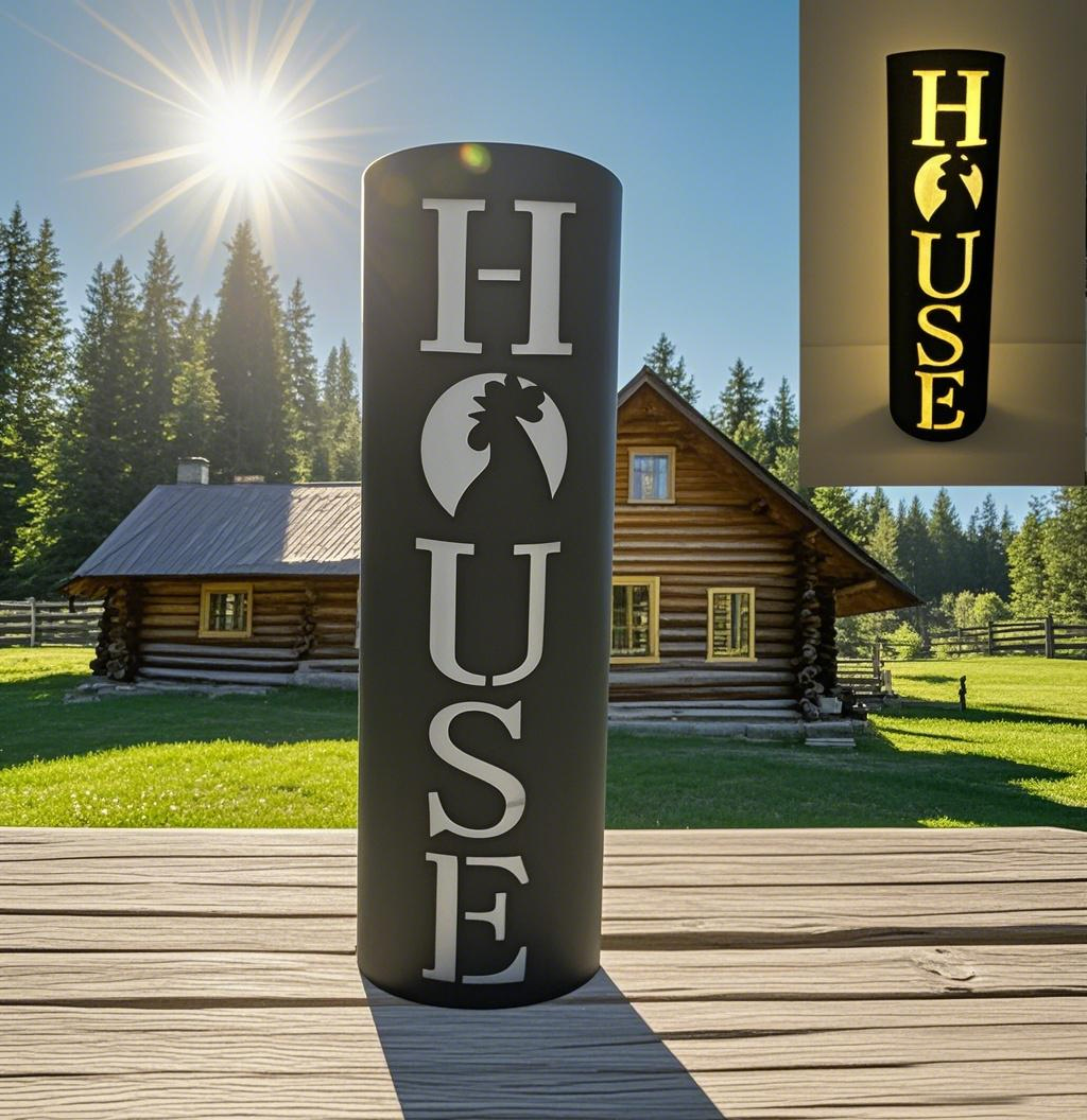 Metal Column Rooster Solar Lantern