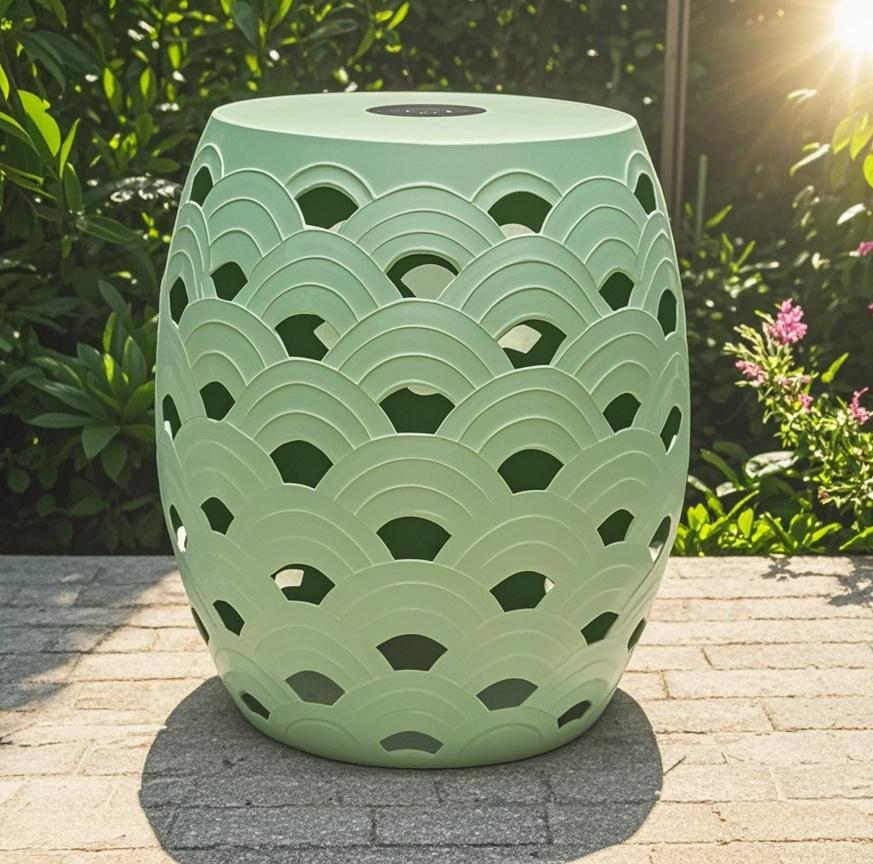 Green Metal Solar Plant Stand, Geometric