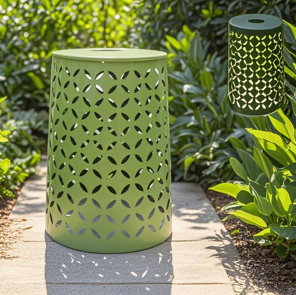 Green Metal Solar Plant Stand, Die cut