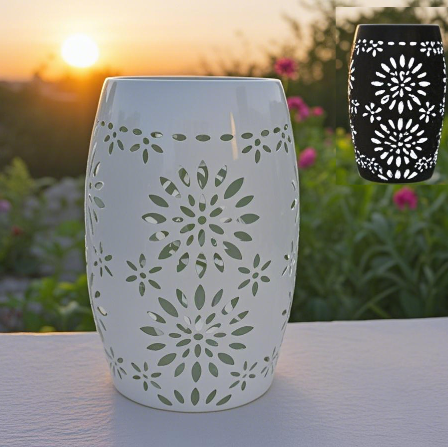 Die Cut Metal Solar Plant Stand, Floral 3Asst