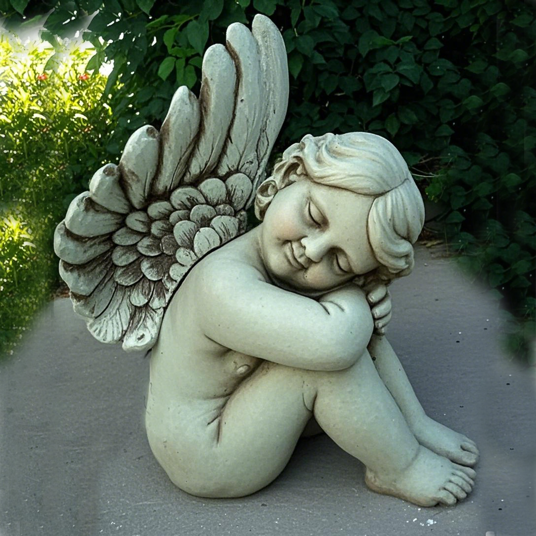 Resin Sitting Angel with Wings, 2Asst
