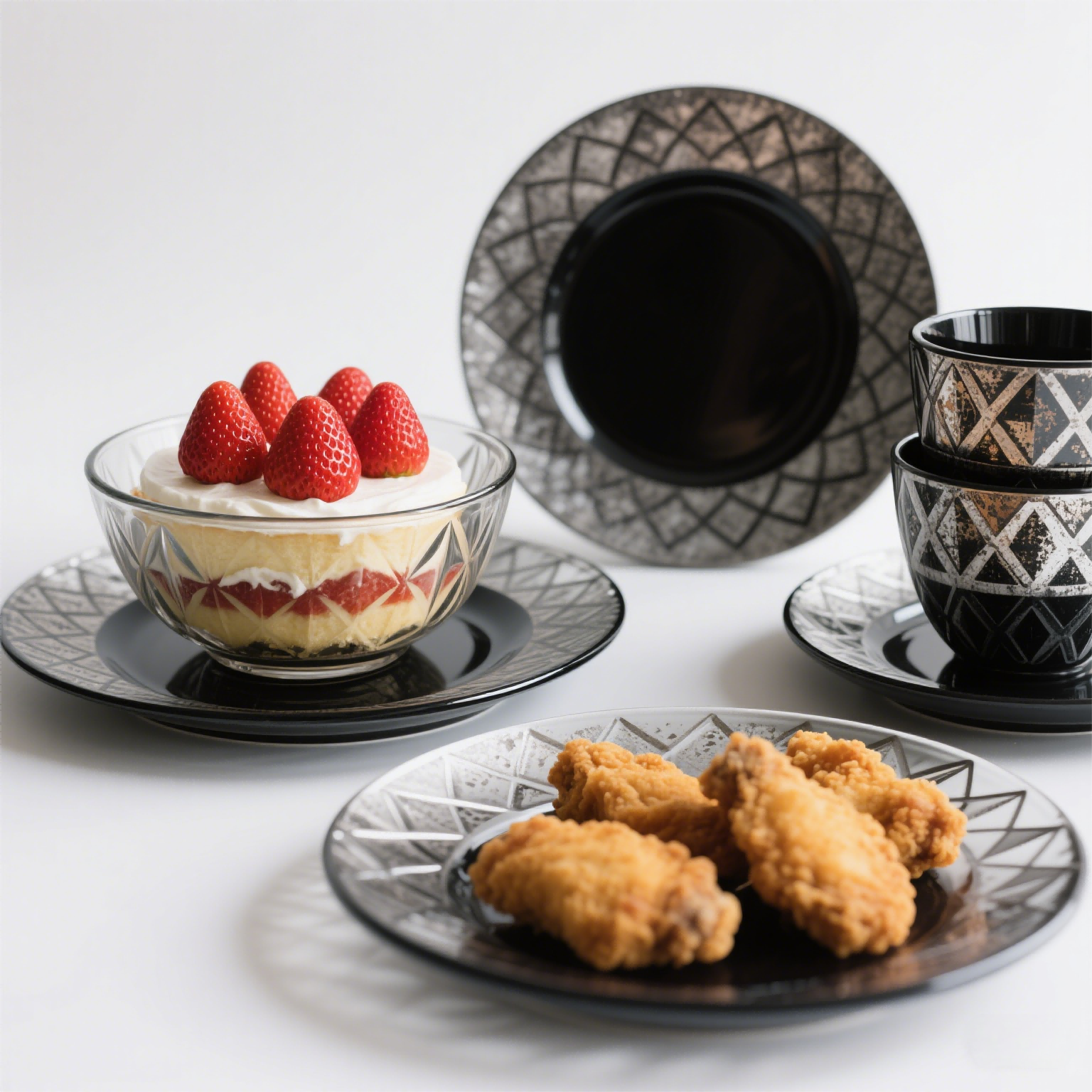 Glass Dinnerware Set, Radial Edge