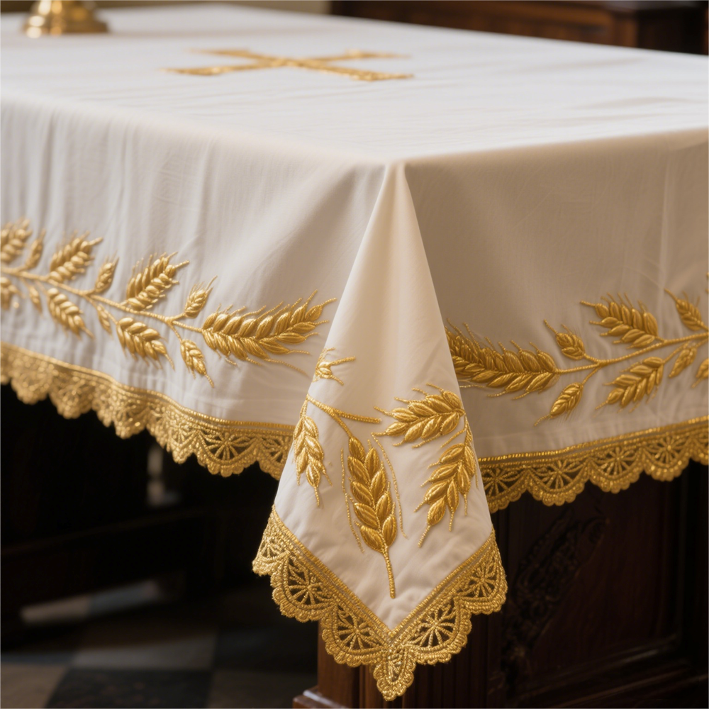 Golden Embroidery Table Cloth with Ears of Wheat