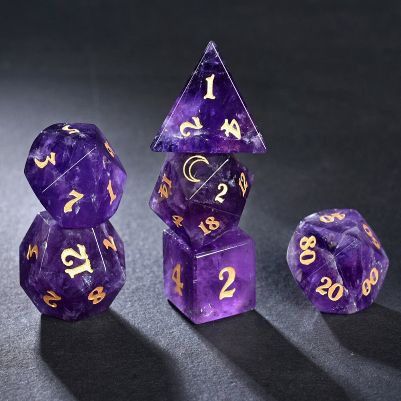 Amethyst Dice Set DND D&D Dice Gemstone Dice RPG Dice