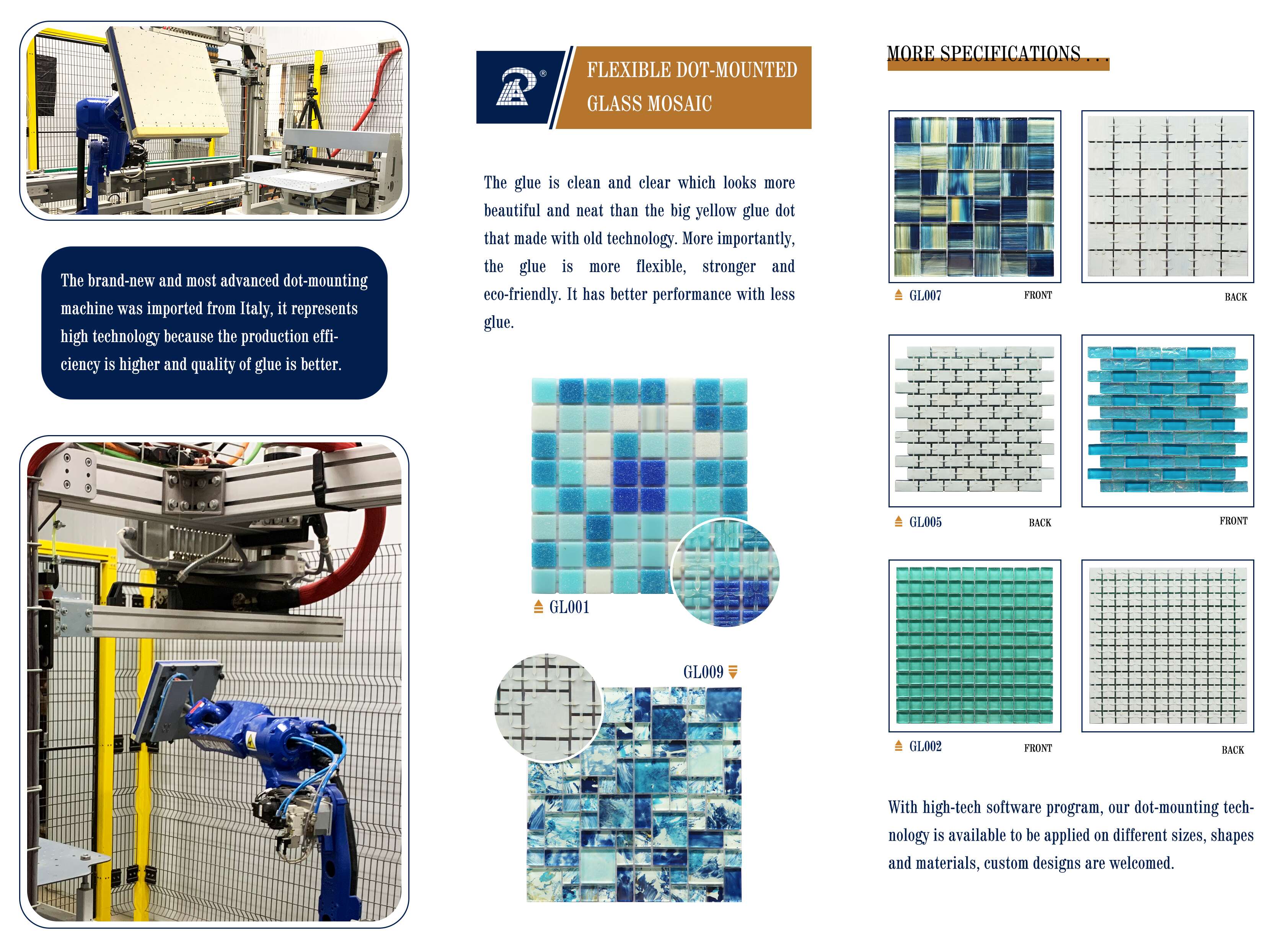 Foshan Manufacturer Dot-mounted Glass Mosaics
